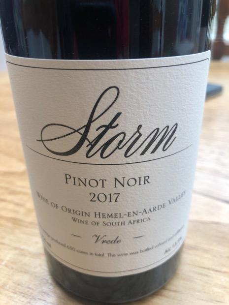 2017 Storm Wines (South Africa) Pinot Noir Vrede, South Africa, Cape ...