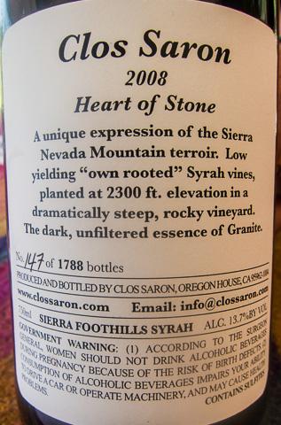 2008 Clos Saron Syrah "Heart of Stone", USA, California, Sierra ...