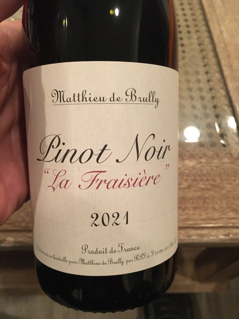 2021 Matthieu de Brully Pinot Noir "La Fraisière", France, Vin de ...