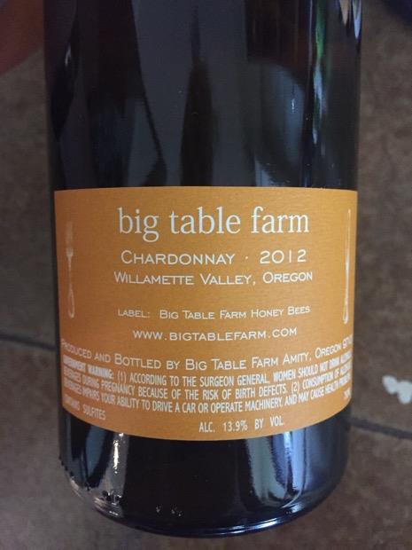 2012 Big Table Farm Chardonnay, USA, Oregon, Willamette Valley ...