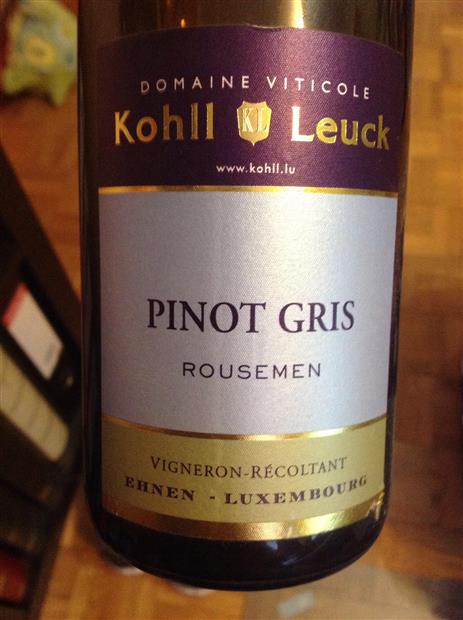 2018 R. Kohll-Leuck Pinot Gris Grand Premier Cru Rousemen, Luxembourg ...