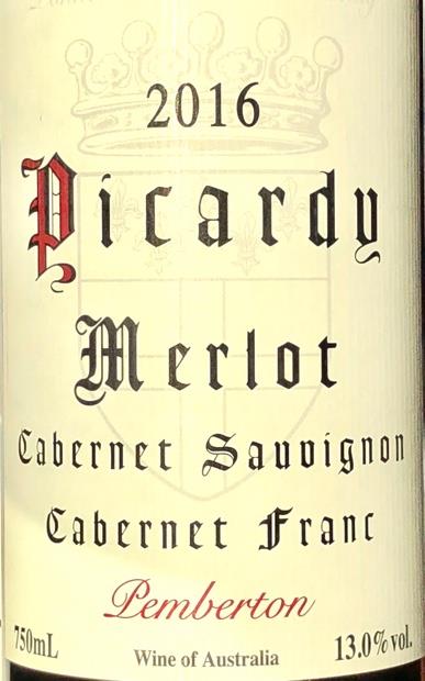 2016 Picardy Merlot/Cabernet Sauvignon/Cabernet Franc, Australia ...