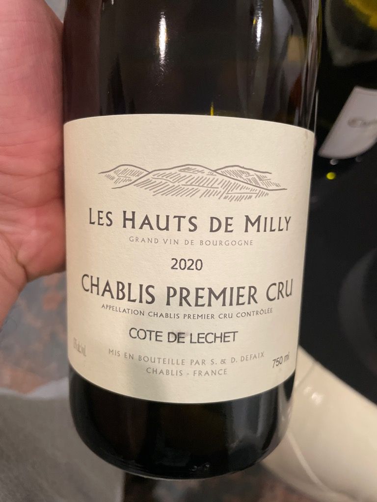 2020 Sylvain et Didier Defaix Chablis 1er Cru Côte de Léchet Les Hauts ...