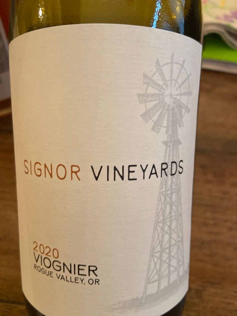 2020 Signor Vineyards Viognier, USA, Oregon, Southern Oregon, Rogue ...