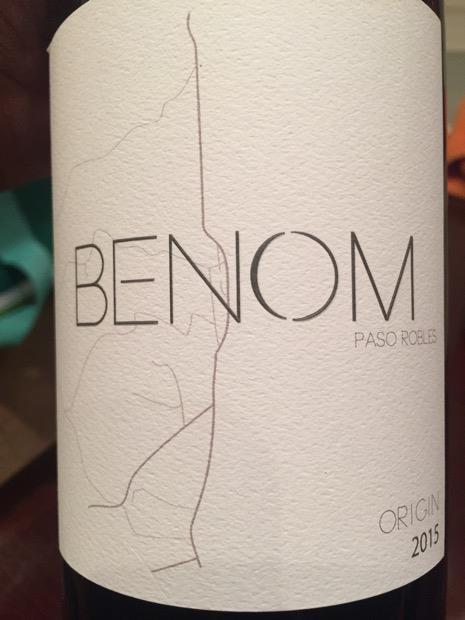 2015 Benom Wines Origin, USA, California, Central Coast, Paso Robles ...