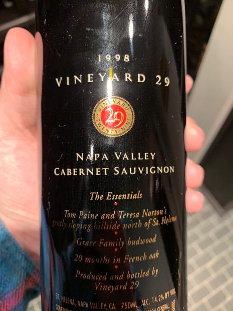 1996 Vineyard 29 Cabernet Sauvignon Aida Estate, USA, California, Napa ...
