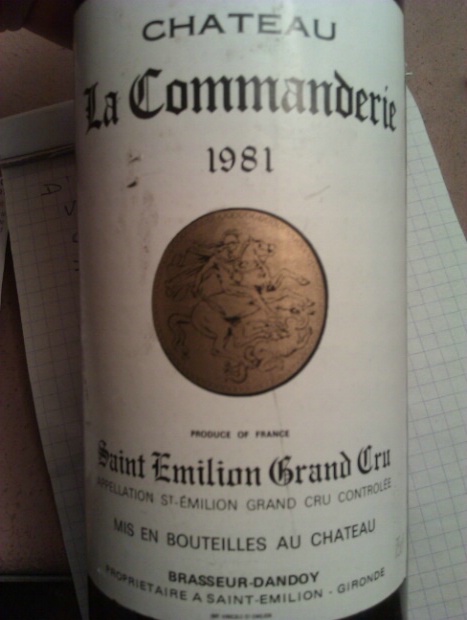 1981 Château La Commanderie St. Émilion Grand Cru, France, Bordeaux ...