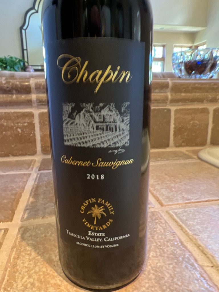 2018 Chapin Cabernet Sauvignon, USA, California, South Coast, Temecula ...