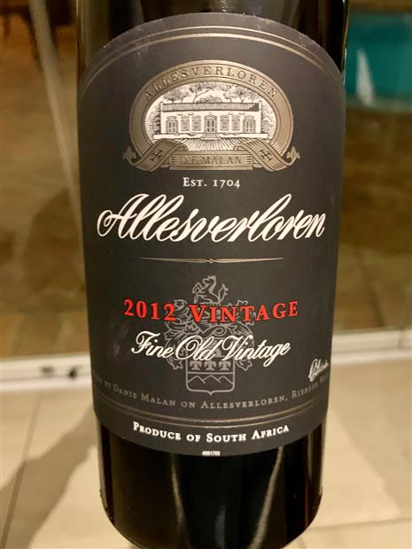 2012 Allesverloren Fine Old Vintage, South Africa, Coastal Region ...