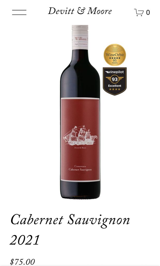 2021 Devitt & Moore Cabernet Sauvignon William Pile, Australia, South Australia, Limestone Coast ...