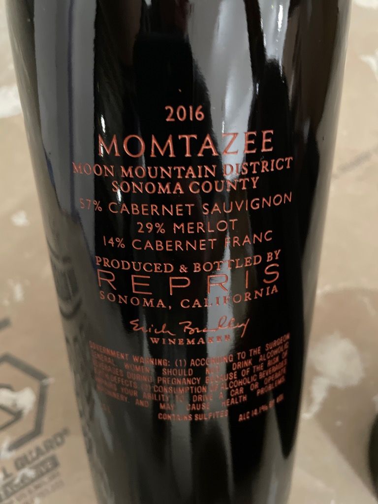 2018 Repris Momtazee Moon Mountain Vineyard, USA, California, Sonoma ...