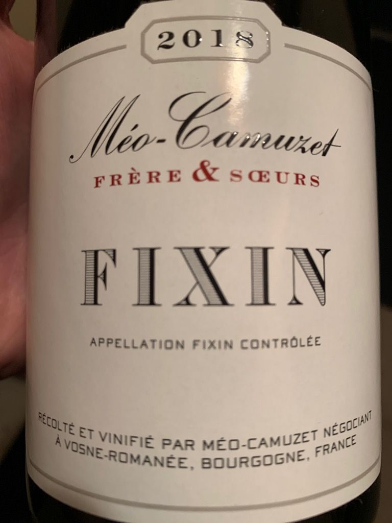 2018 Méo-Camuzet Frère et Sœurs Fixin, France, Burgundy, Côte de Nuits ...