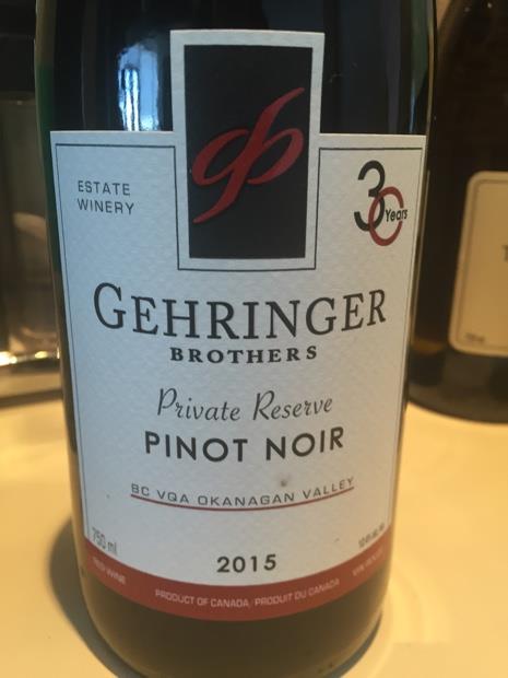 2014 Gehringer Brothers Estate Winery Pinot Noir Private Reserve ...