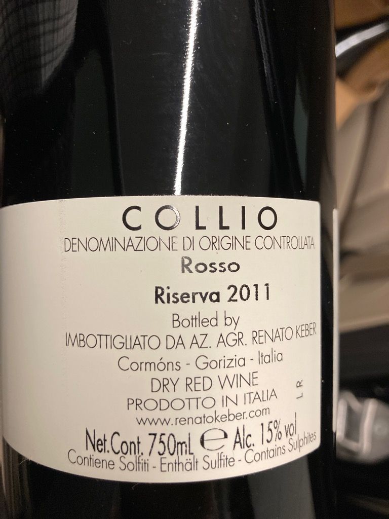 2012 Renato Keber Collio Goriziano Collio Riserva, Italy, Friuli ...