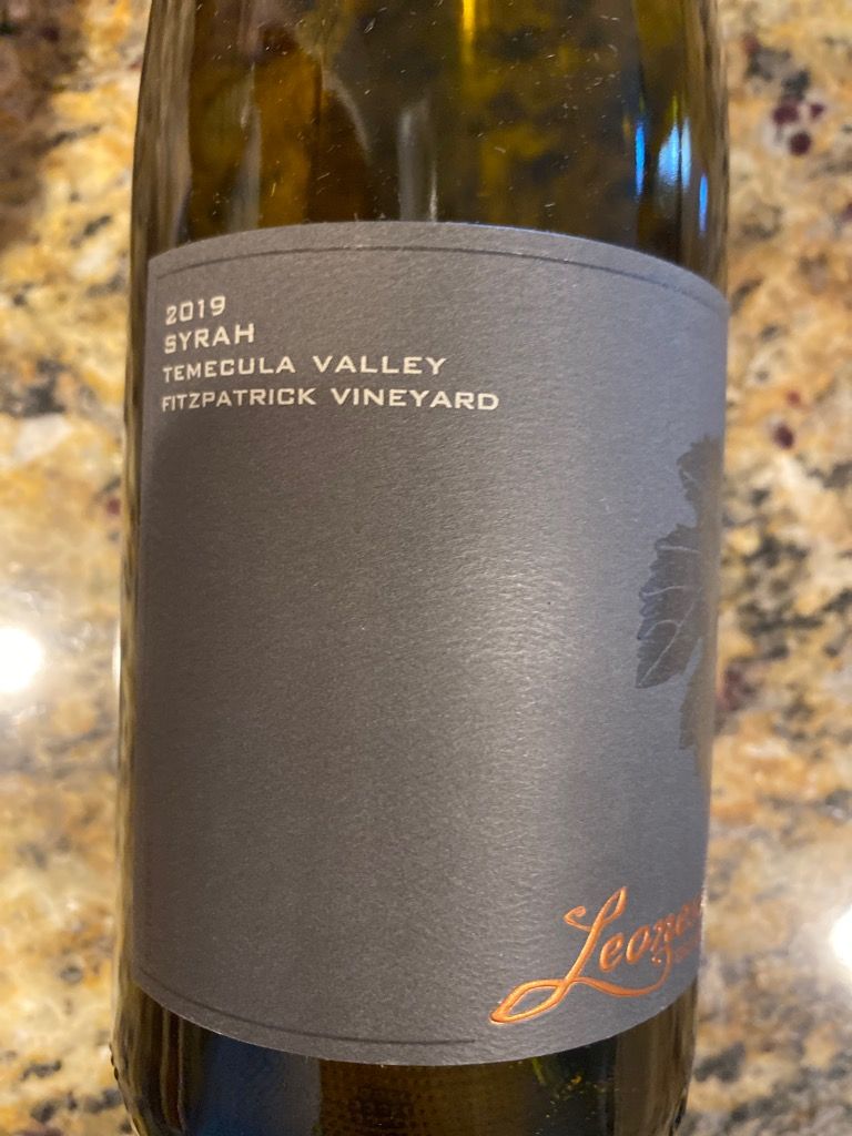 2019 Leoness Cellars Syrah Vineyard Selection Series Fitzpatrick ...
