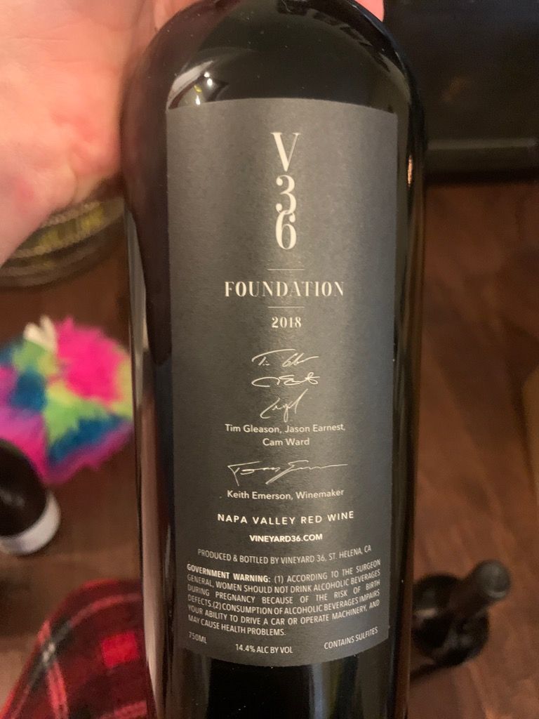 2018 Vineyard 36 Cabernet Sauvignon Foundation, USA, California, Napa ...