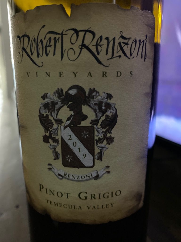 2021 Robert Renzoni Pinot Grigio, USA, California, Central Coast, Paso ...