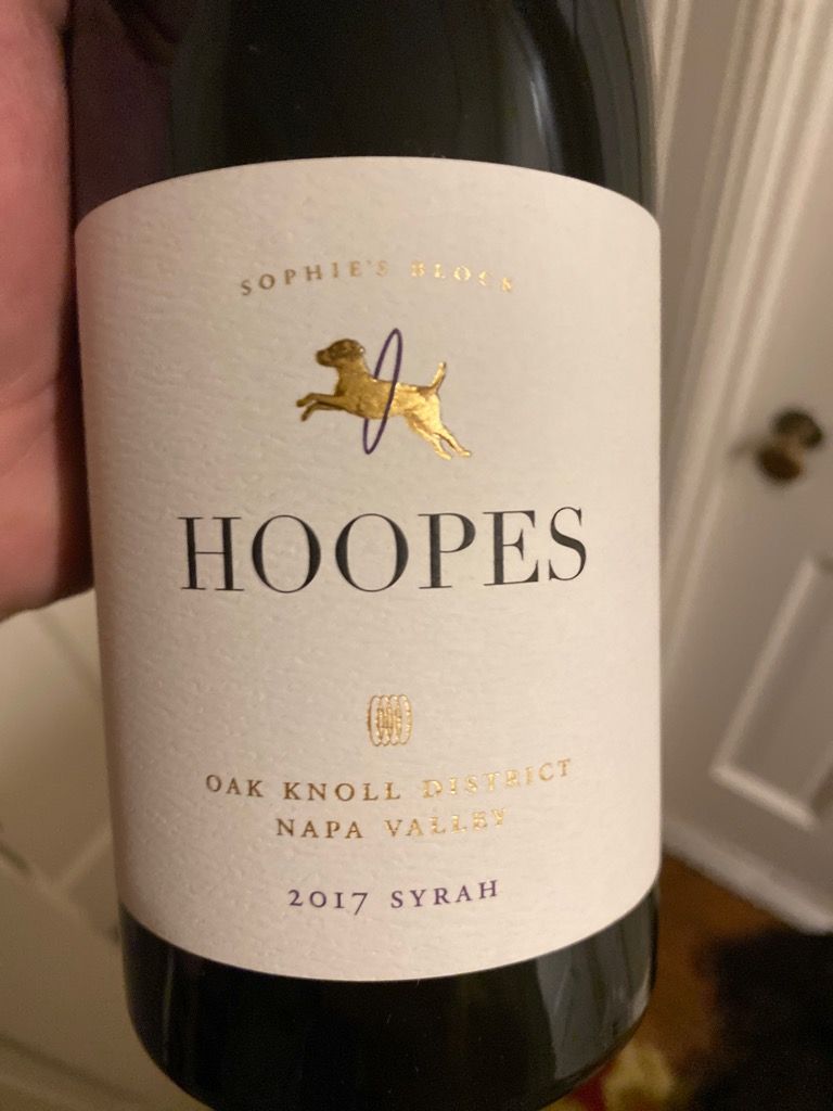 2018 Hoopes Vineyard Syrah Sophie’s Block, USA, California, Napa Valley, Oak Knoll District ...