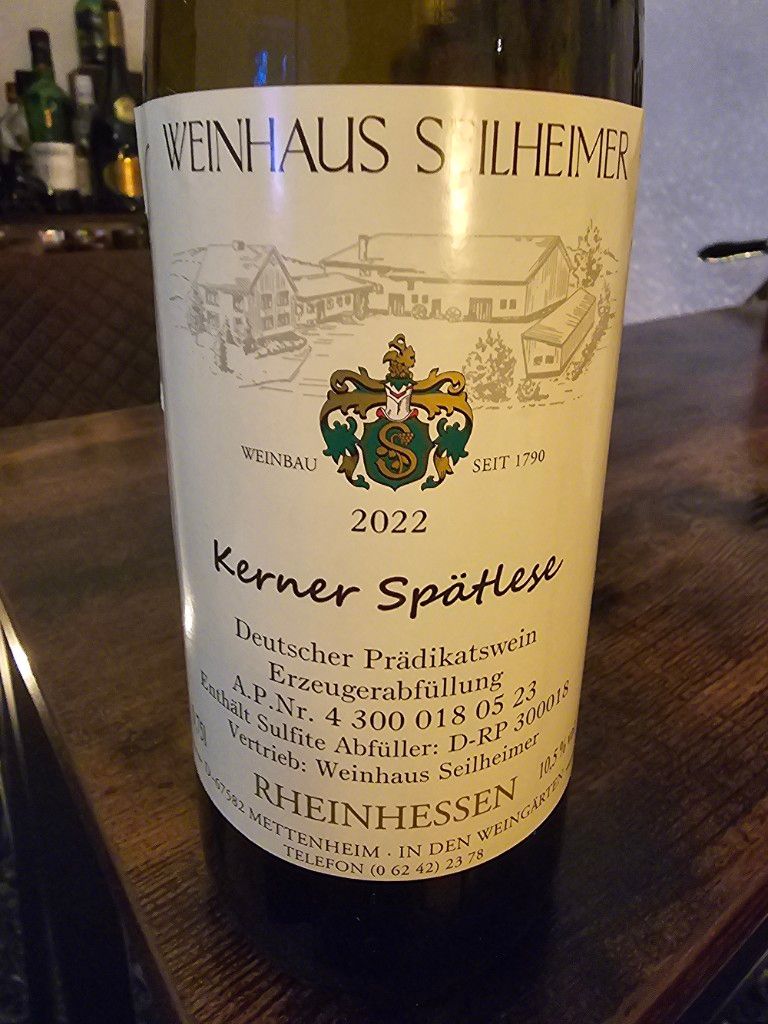 2022 Weingut Seilheimer Kerner Spätlese lieblich, Germany, Rheinhessen ...
