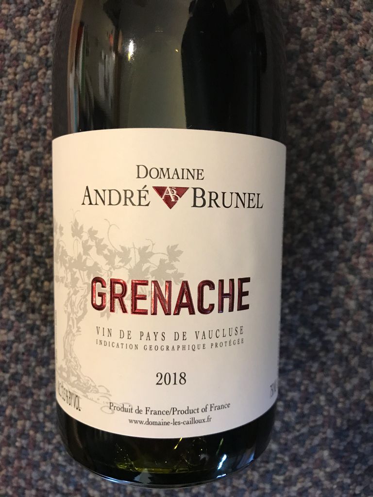 2018 Domaine André Brunel Grenache Vaucluse, France, Rhône, Southern ...