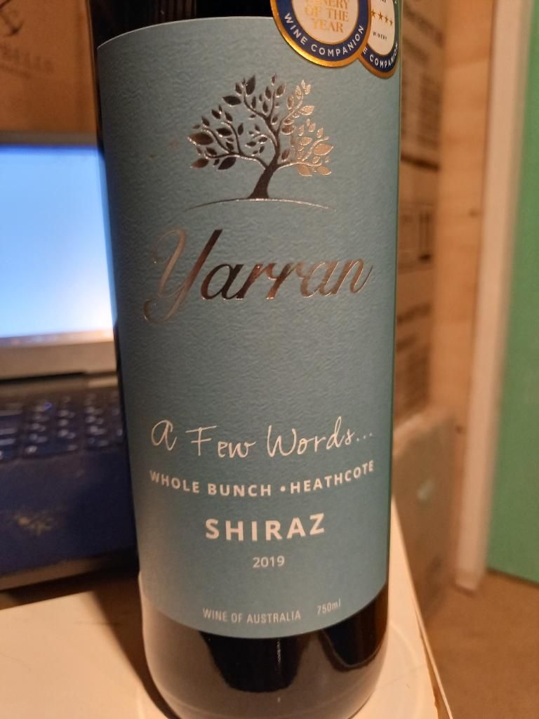 2020 Yarran Wines Shiraz A Few Words... Whole Bunch, Australia ...