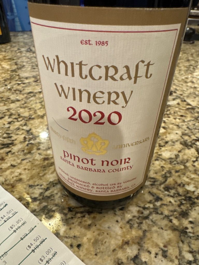 2020 Whitcraft Winery Pinot Noir, USA, California, Central Coast, Santa ...