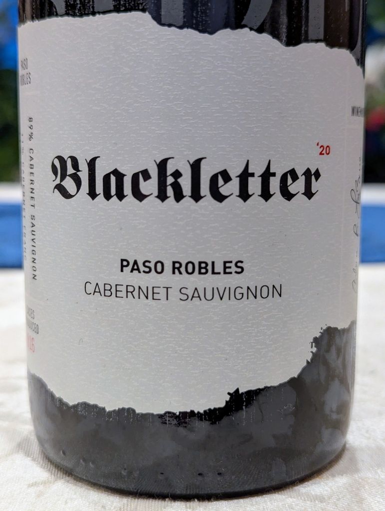 2020 Broadside Cabernet Sauvignon Blackletter, USA, California, Central ...