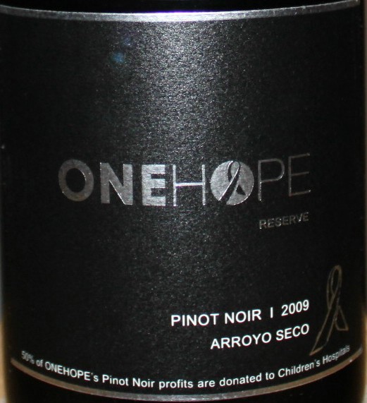 2009 One Hope Pinot Noir Reserve Arroyo Seco, USA, California, Central ...