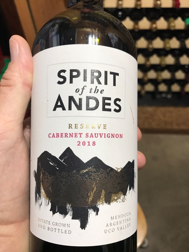 2020 Spirit of the Andes Cabernet Sauvignon Reserve, Argentina, Mendoza ...
