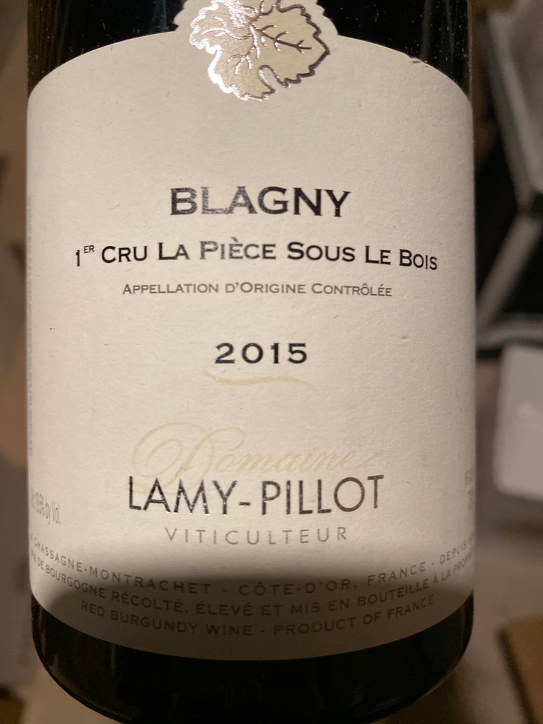 2015 Domaine Lamy-Pillot Blagny 1er Cru La Pièce-sous-le-Bois Rouge ...