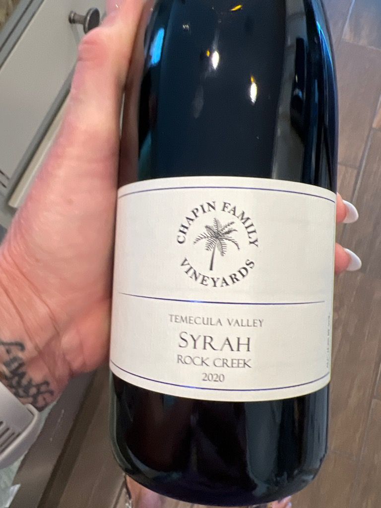 2020 Chapin Syrah Rock Creek, USA, California, South Coast, Temecula ...