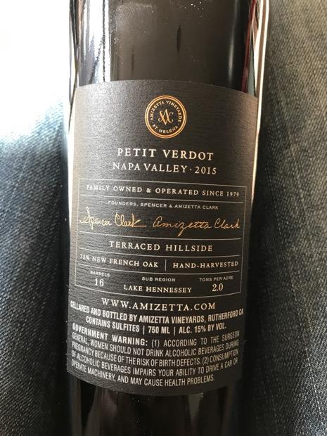2015 Amizetta Vineyards Petit Verdot, USA, California, Napa Valley ...