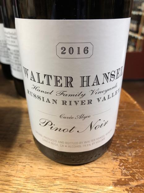 2016 Walter Hansel Winery Pinot Noir Hansel Family Vineyards, USA ...
