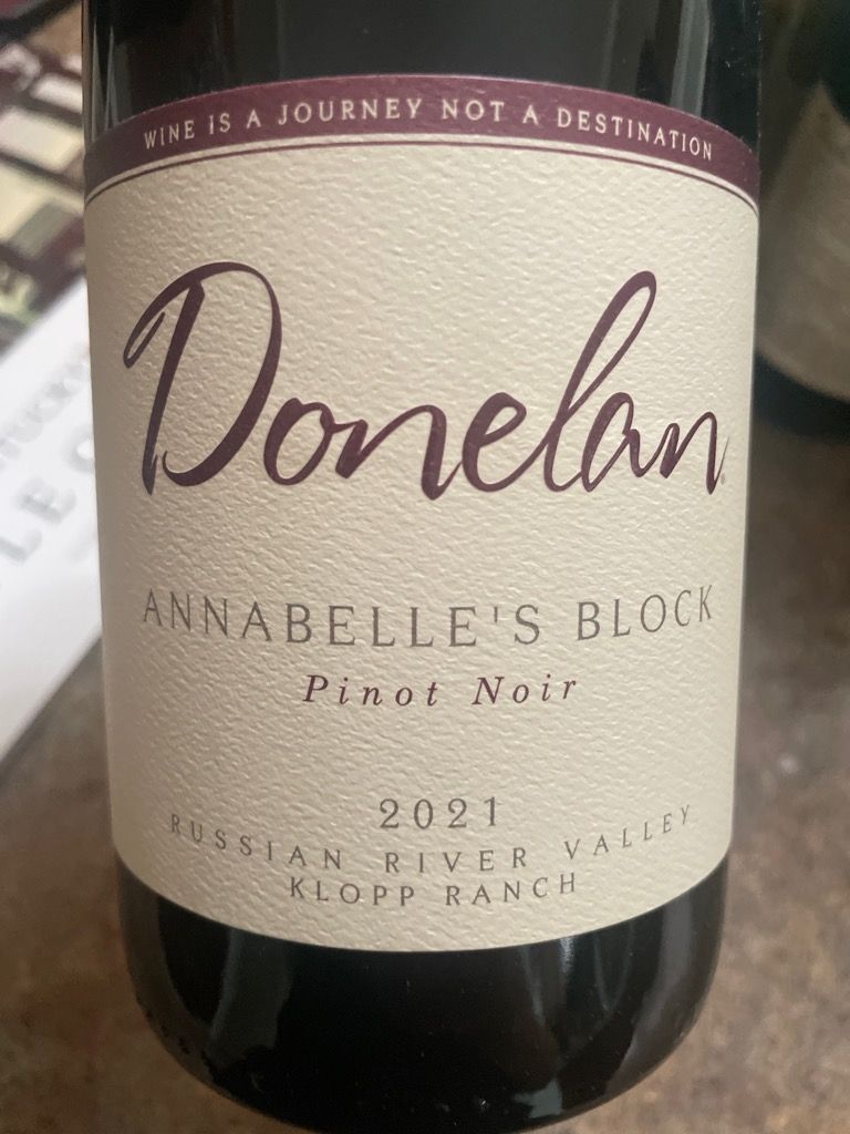 2021 Donelan Pinot Noir Annabelle's Block Klopp Ranch, USA, California ...