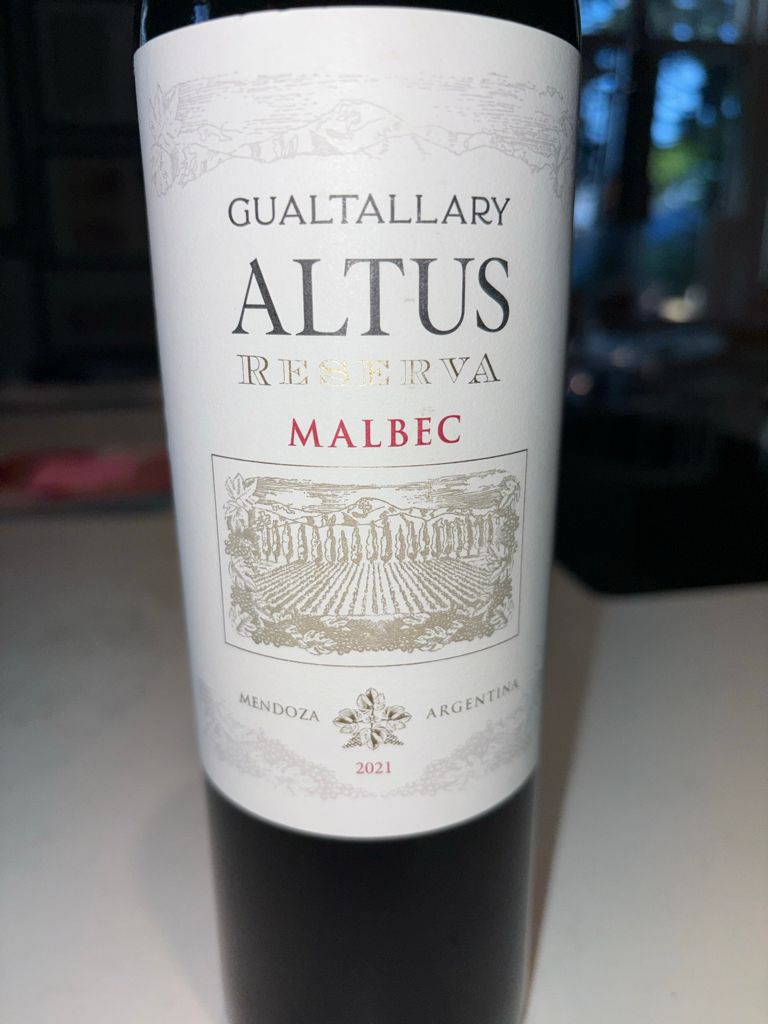 2022 Bodega Altus Malbec Reserva Gualtallary, Argentina, Mendoza, Valle ...