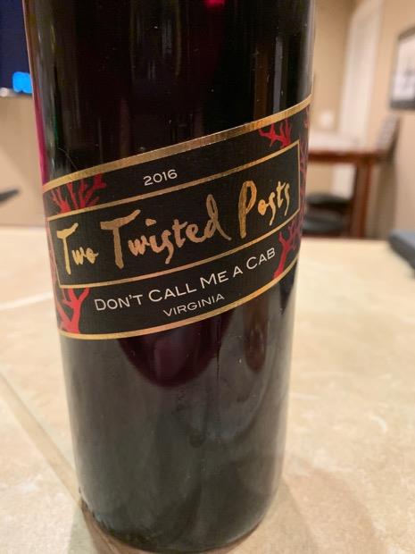 2016 Two Twisted Posts Cabernet Sauvignon Don't Call Me A Cab, USA ...