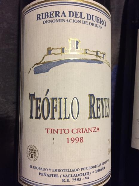 1998 Bodegas Reyes Ribera del Duero Teófilo Reyes Tinto Crianza, Spain ...