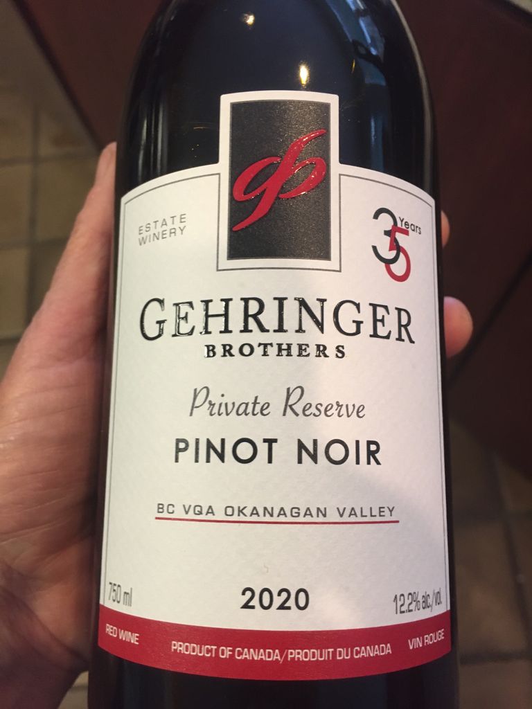 2020 Gehringer Brothers Estate Winery Pinot Noir Private Reserve ...