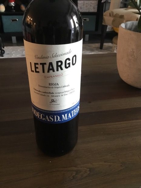 NV D Mateos Tempranillo Rioja Letargo Crianza Vendimia Seleccionada ...