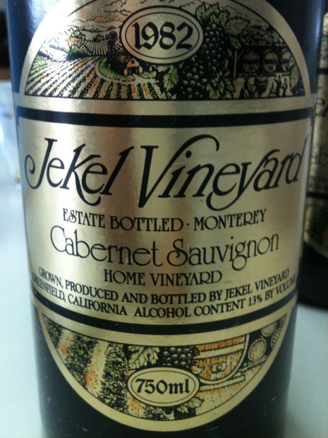 1983 Jekel Vineyards Cabernet Sauvignon Private Reserve Home Vineyard ...