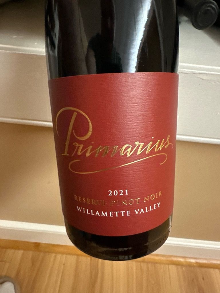 2021 Primarius Pinot Noir Reserve, USA, Oregon, Willamette Valley - CellarTracker