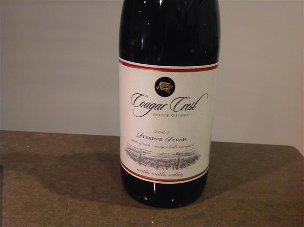 2016 Cougar Crest Syrah Reserve Cougar Hills Vineyard, USA, Washington ...