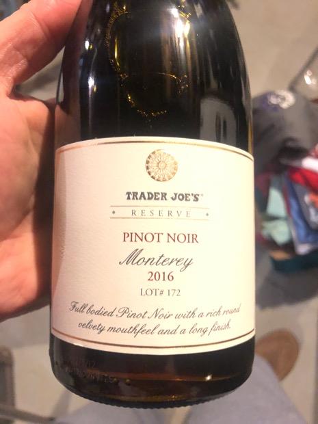 2016 Trader Joe's Pinot Noir Reserve Lot #191, USA, California, Central ...