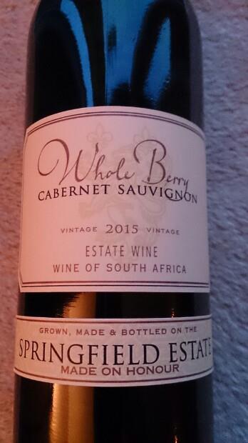 2015 Springfield Estate Cabernet Sauvignon Whole Berry, South Africa ...