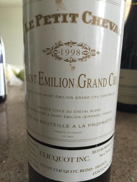 1998 Château Cheval Blanc Le Petit Cheval, France, Bordeaux, Libournais ...