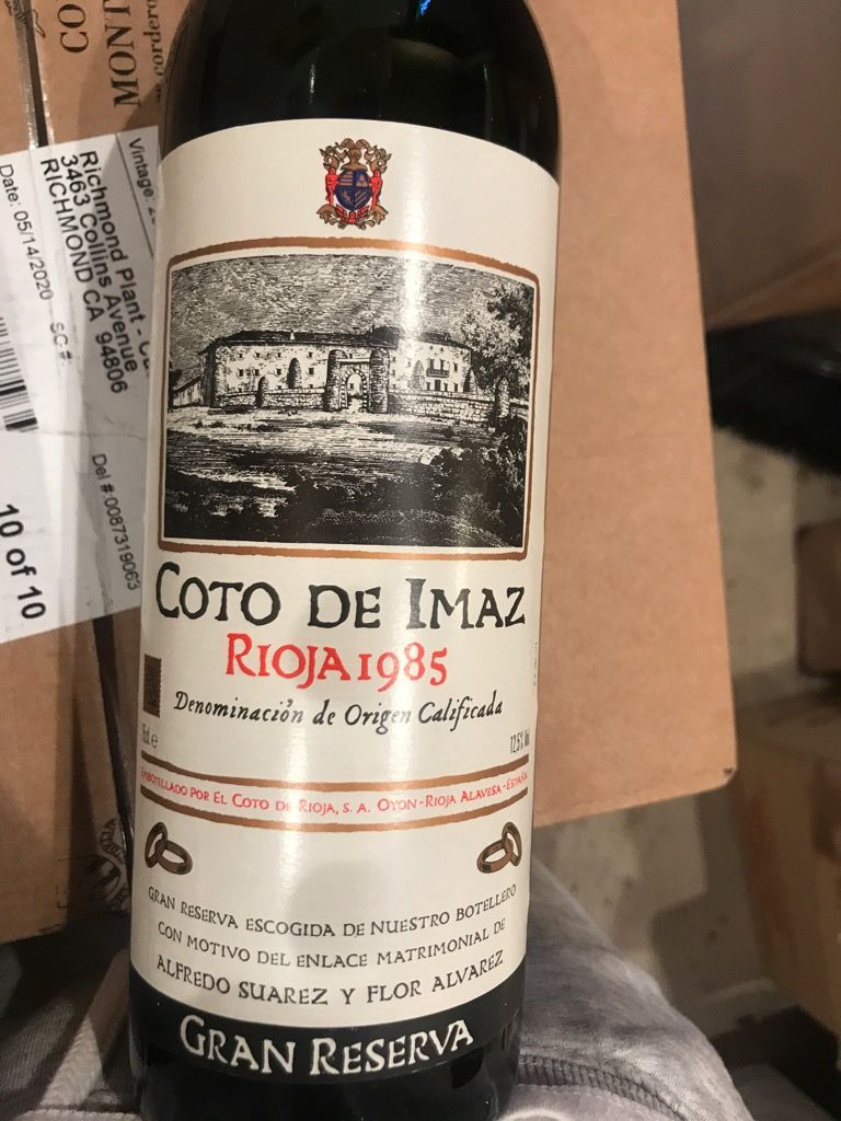 1985 Bodegas El Coto Rioja Coto de Imaz Gran Reserva, Spain, La Rioja ...
