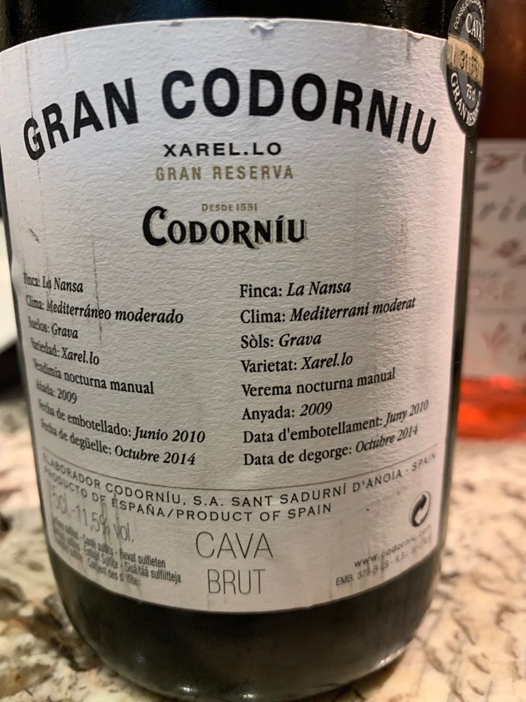 NV Codorníu Xarello Cava Gran Codorniu Gran Reserva, Spain, Cava ...