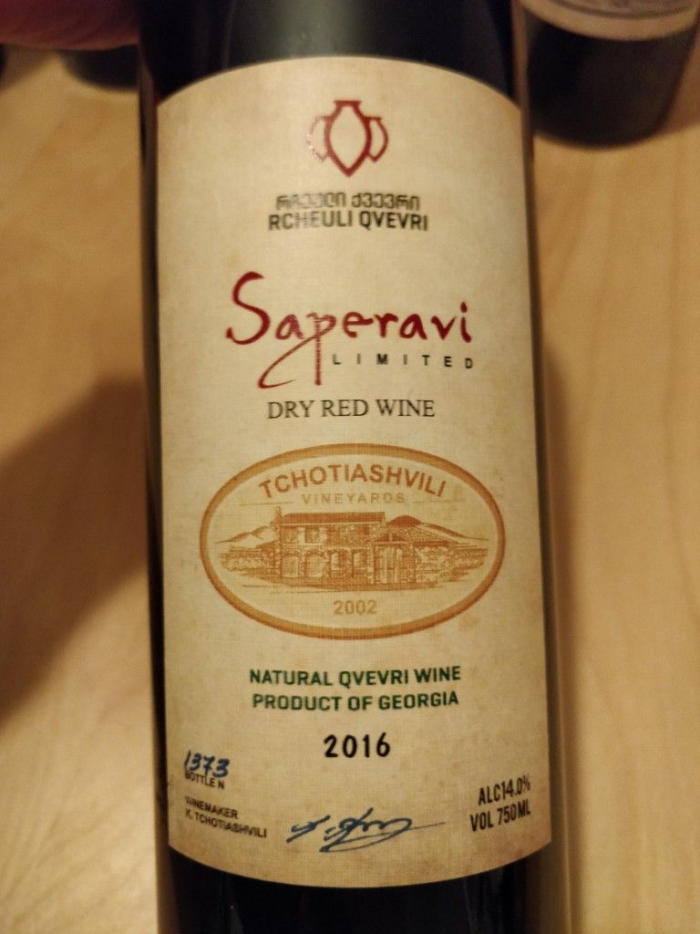 2020 Tchotiashvili Family Vineyards Saperavi Natural Qvevri Wine ...