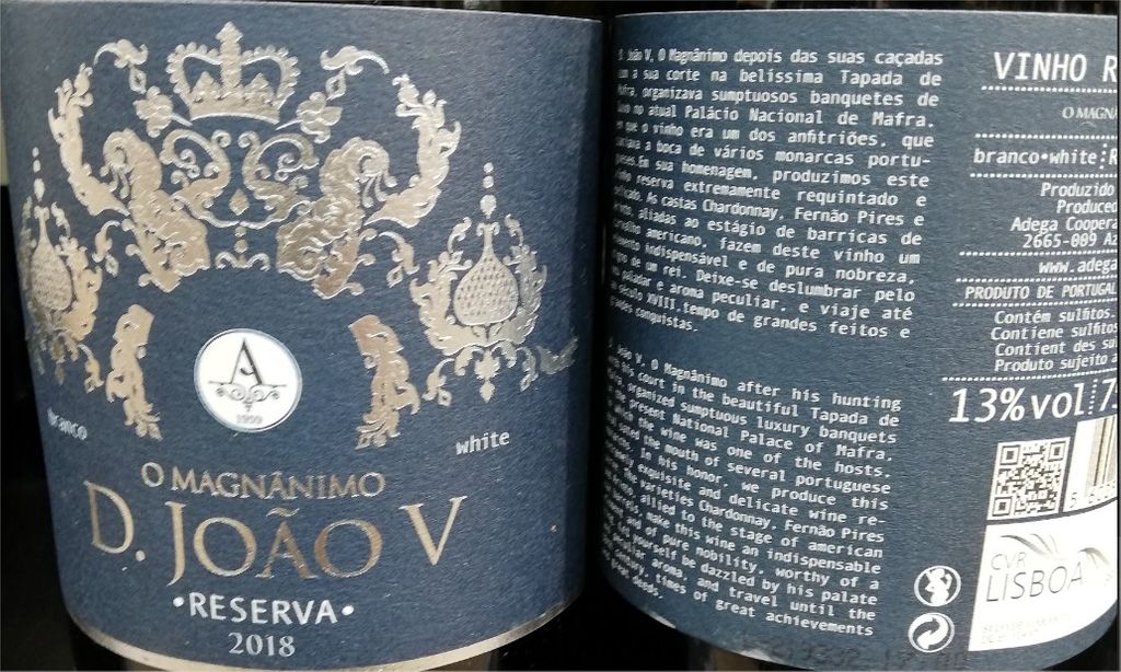 2019 Adega de Azueira O Magnânimo D. João V Reserva, Portugal, Lisboa ...