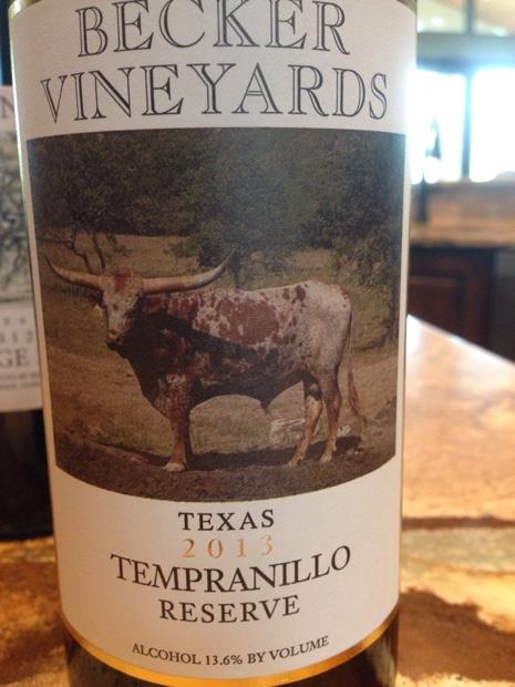 2013 Becker Vineyards Tempranillo Reserve, USA, Texas, Texas High ...
